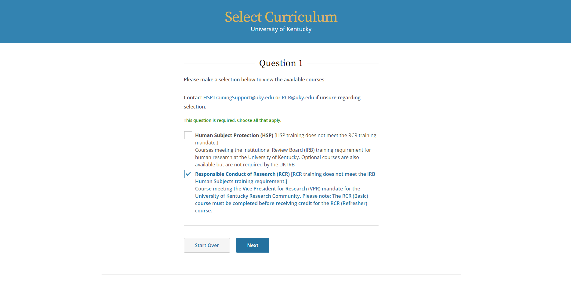 The UK curriculum on CITI offers two course menus, Human Subject ...